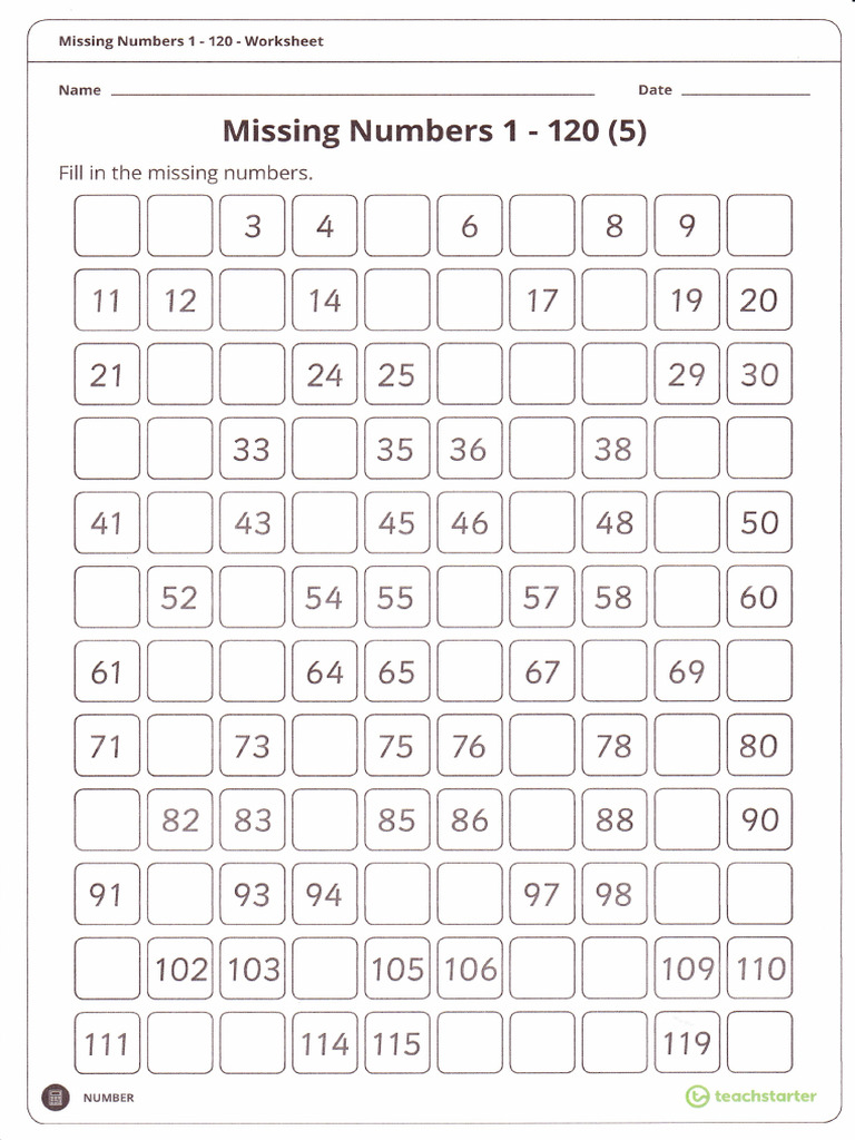 Missing Numbers 1-120 | PDF