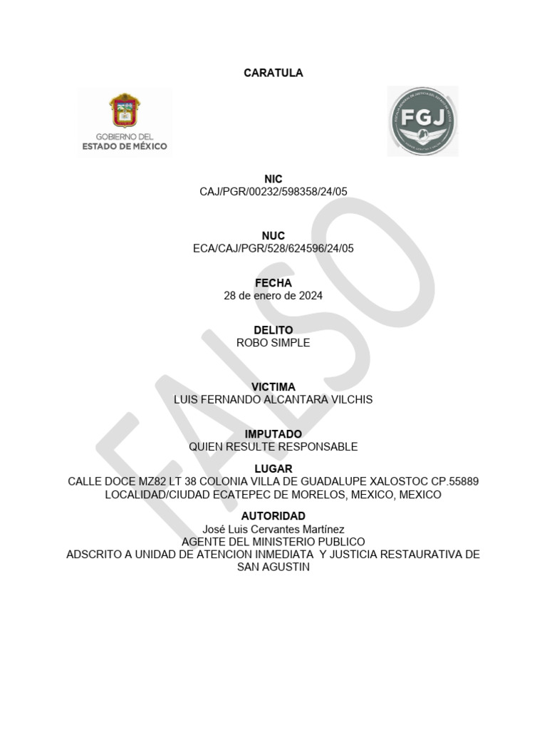 Caratula Lista 1 | PDF | Justicia | Crimen y violencia