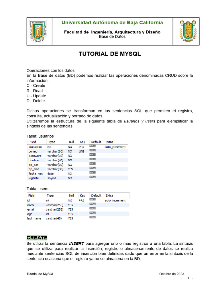 Tutorial MySQL | Descargar gratis PDF | SQL | Bases de datos