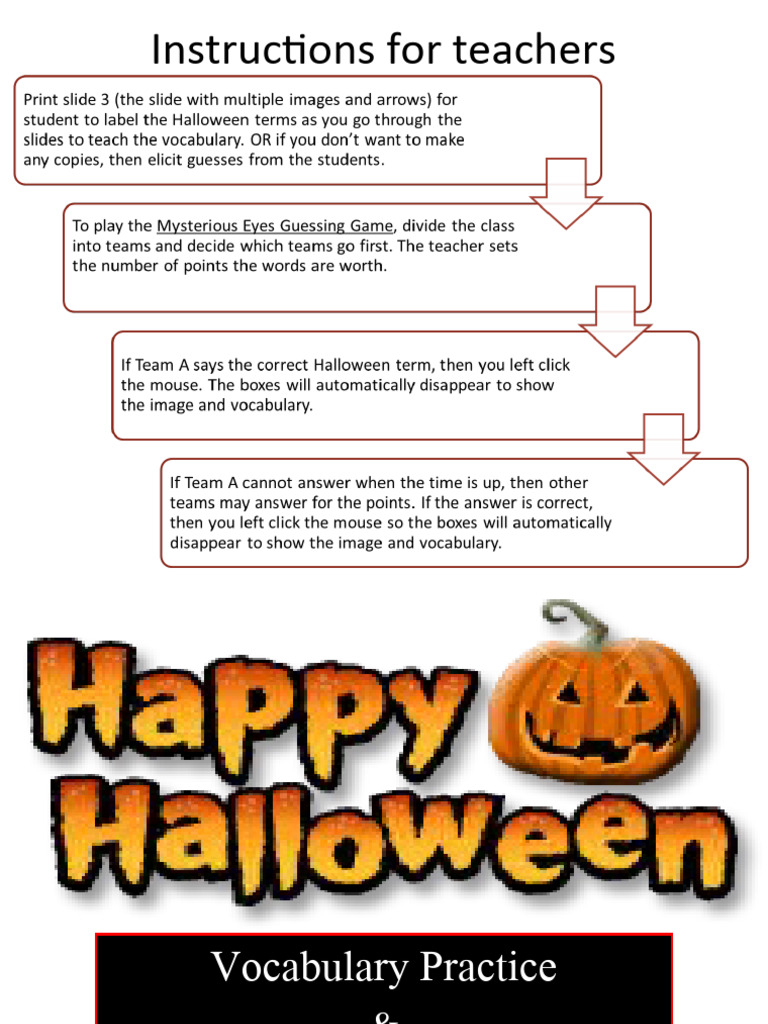 59 Halloween Vocabulary and Guessing Game | PDF