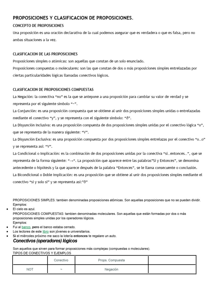 Proposiciones y Clasificacion de Proposiciones | PDF | Proposición | Lógica matemática