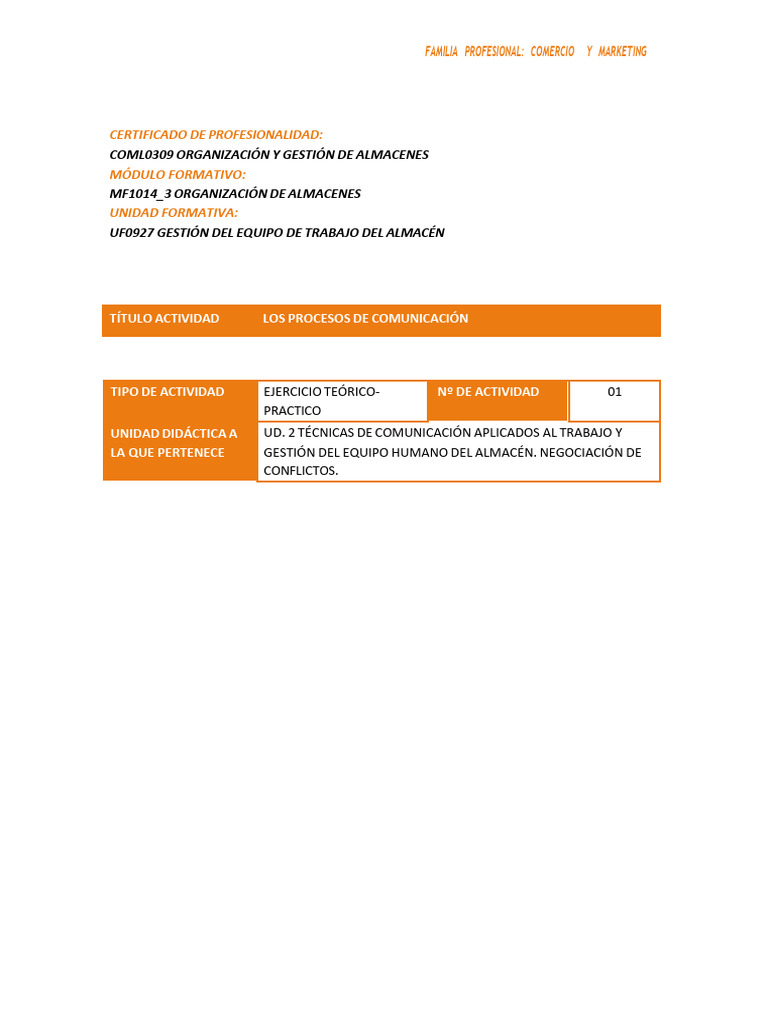 Uf0927 - Ud2 - Actividad1 - Ejercicio Teã - Rico-Prã - Ctico | PDF | Comunicación | Comunicación ...