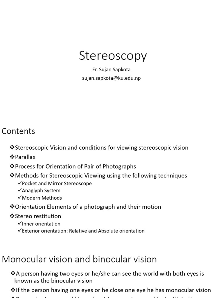 Unit 9 Stereos | PDF | Stereoscopy | Visual Perception