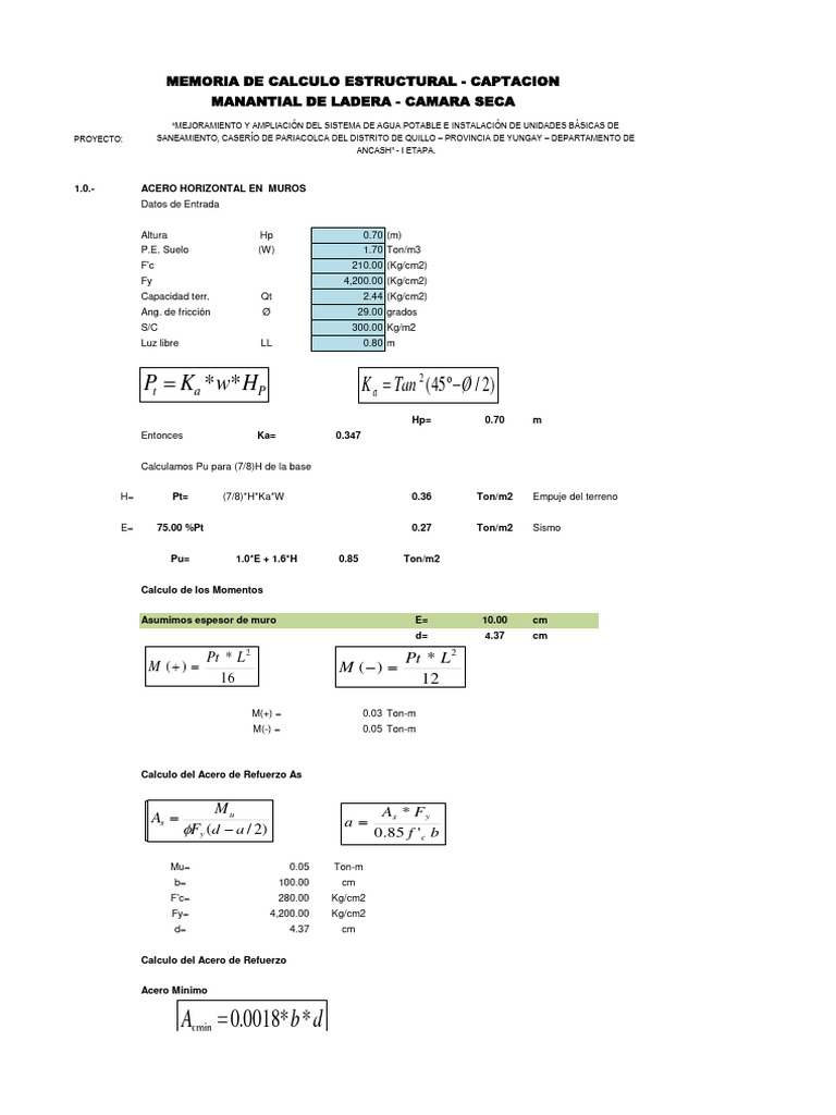 Calculo Estructural Captacion Acero SC | PDF | Ingeniero civil