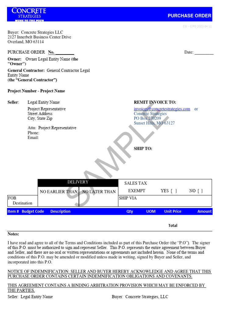 CSI E PO 2023 04 11 Sample | PDF | Insurance | Liability Insurance