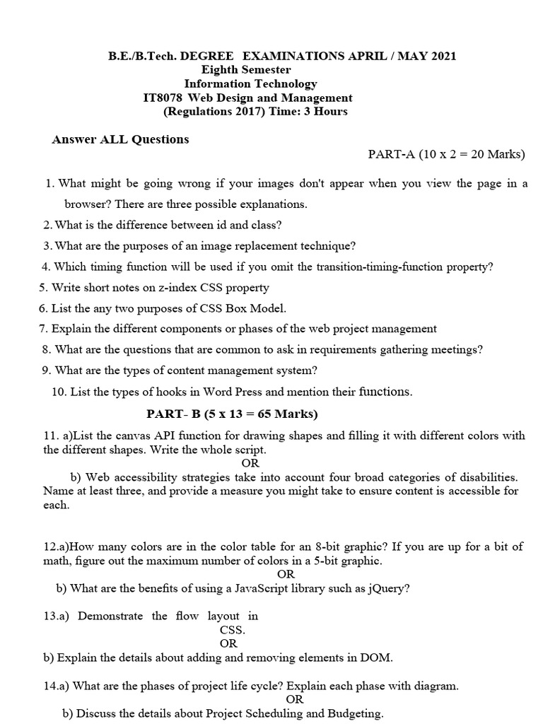 WDM University Question Paper | PDF | Websites | World Wide Web