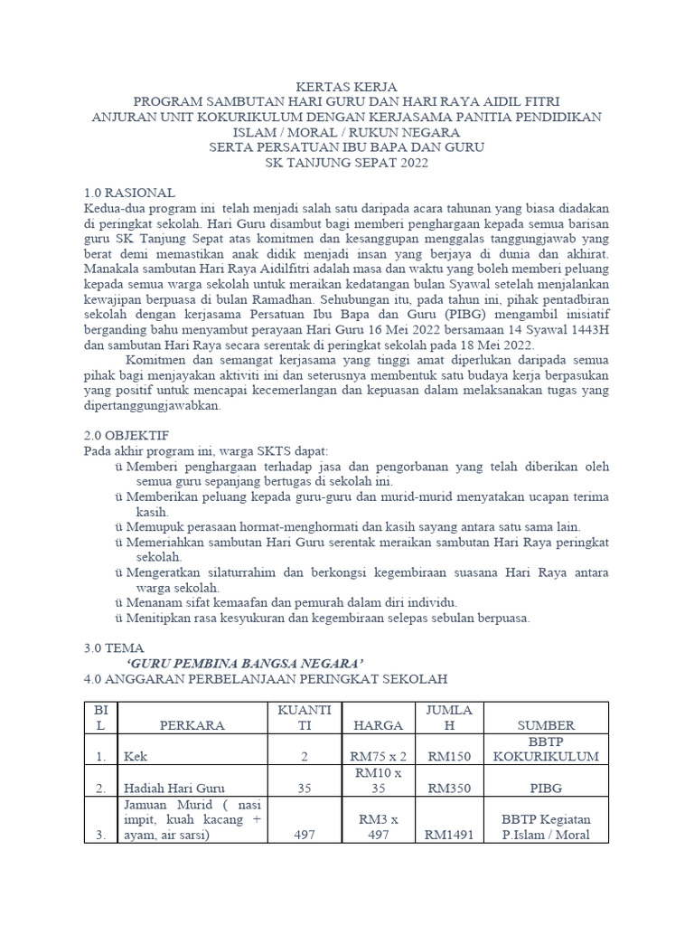 Kertas Kerja Dan Ajk Raya | PDF