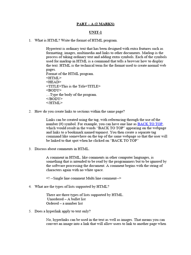 WDM 2 Marks Answer | Download Free PDF | Hyperlink | Html WDM 2 Marks Answer | Download Free PDF | Hyperlink | Html