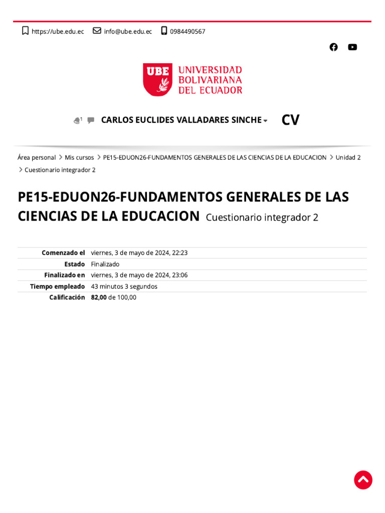 Cuestionario Integrador 2 UBE | PDF | Aprendizaje | Comunicación