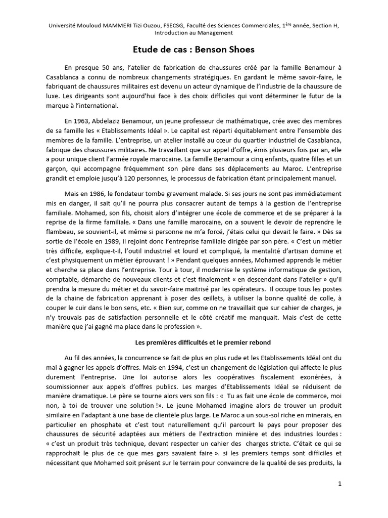 Évolution de Benson Shoes à Casablanca | PDF | Franchise (réseau ...