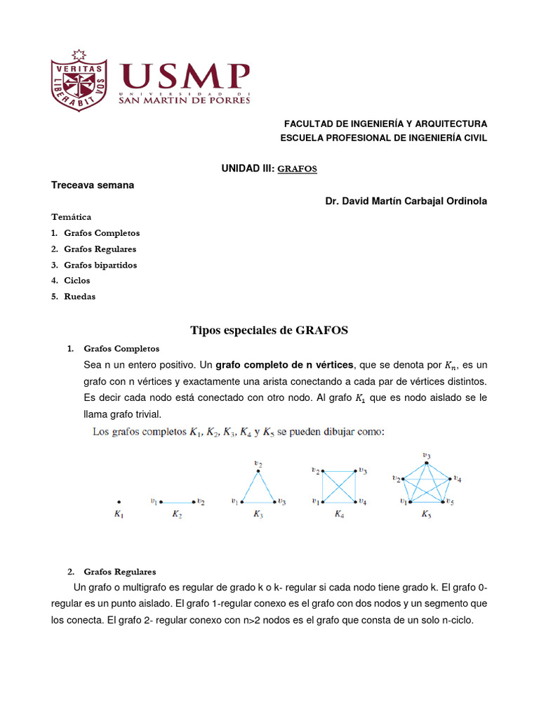 Sesion 13-Tipos de Grafos | PDF | Vértice (teoría de grafos) | Teoría ...
