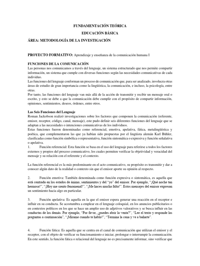 Fundamentación Teórica Lenguaje y Comunicación | PDF | Comunicación | Scratch (lenguaje de ...