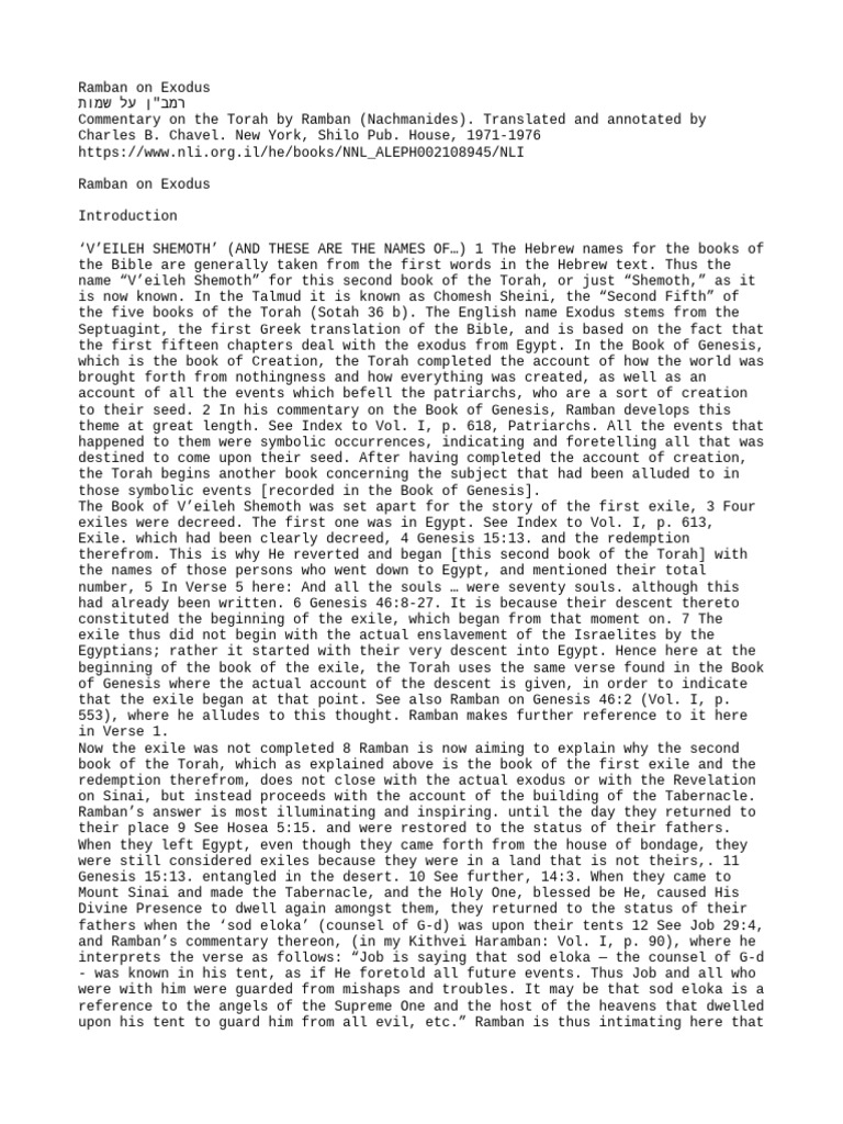 Ramban On Exodus - en - Commentary On The Torah by Ramban (Nachmanides ...