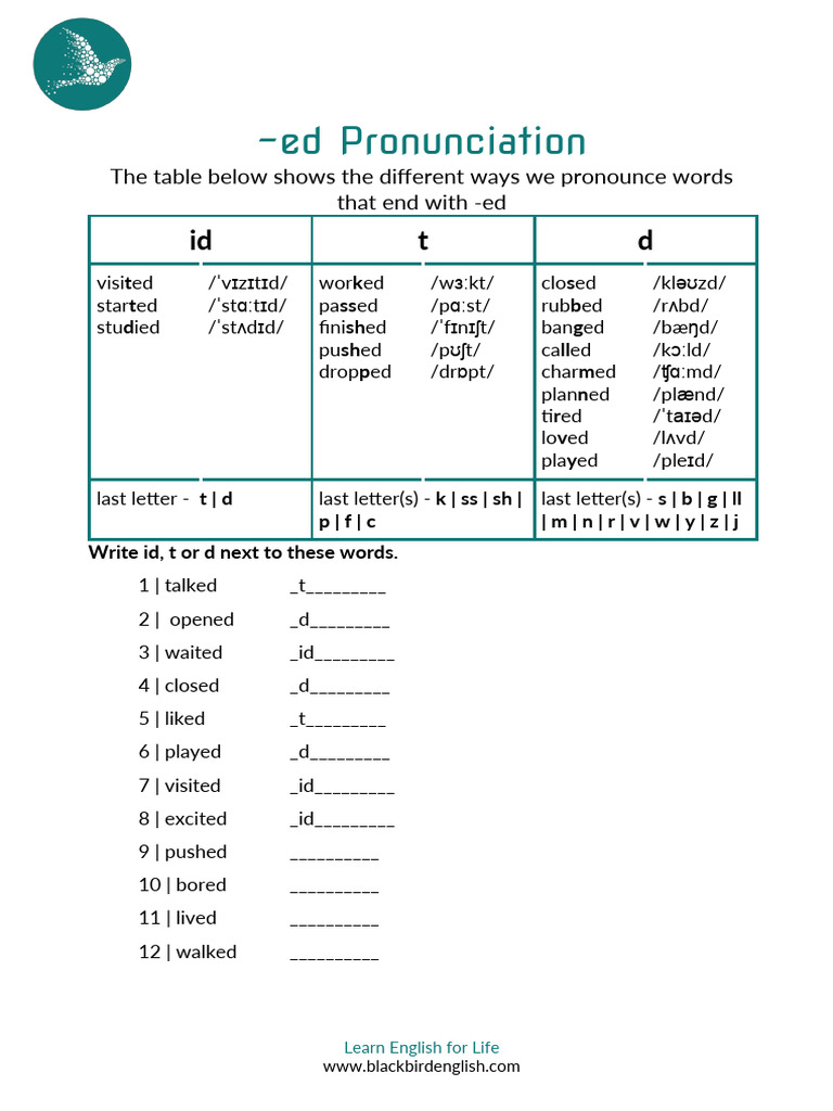 Pronunciation - ED Class Exercise | PDF