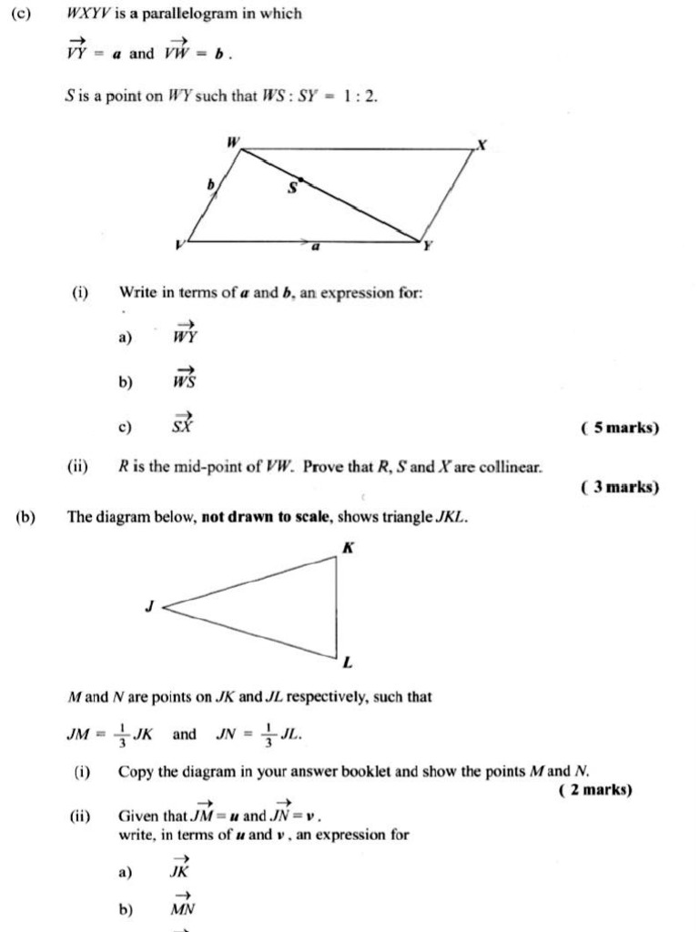 Vectors Past Paper Practice | PDF