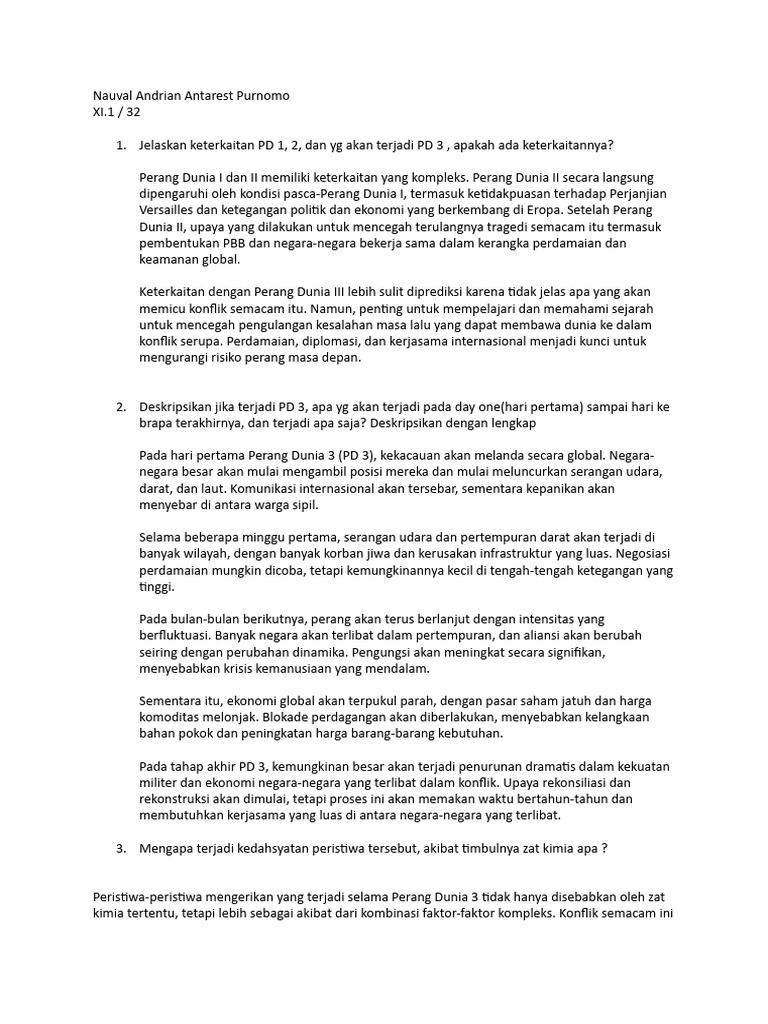 Keterkaitan Perang Dunia dan Potensi PD 3 | PDF | Politik | Sejarah