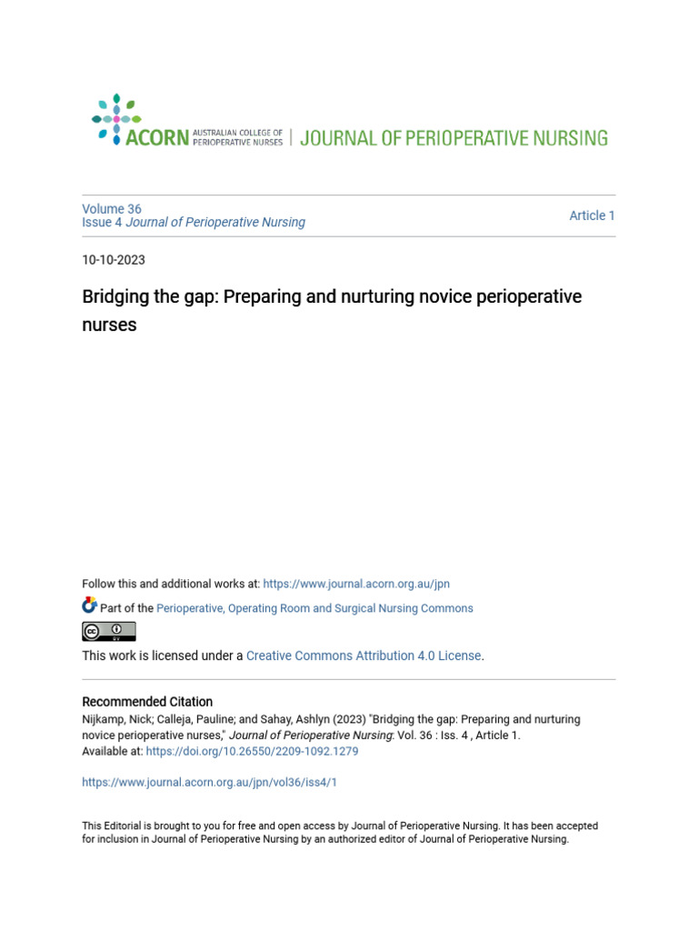 Bridging the gap_ Preparing and nurturing novice perioperative nurses | PDF | Nursing | Curriculum