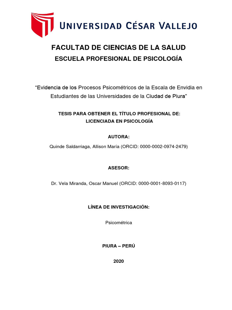 Quinde Sam SD | PDF | Validez (Estadísticas) | Sicología