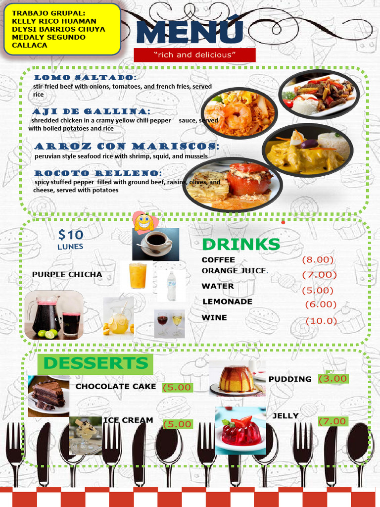 Peruvian Cuisine Menu Highlights | PDF
