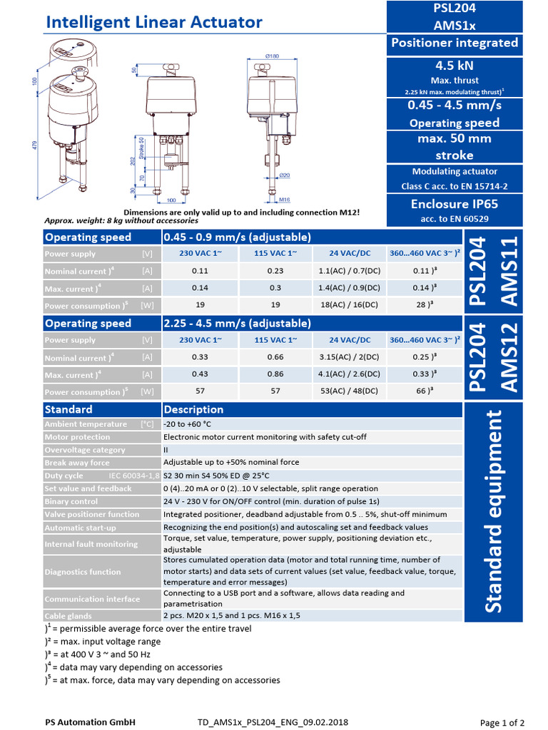 Intelligent Linear Actuator PSL204 | PDF | Power Supply | Switch