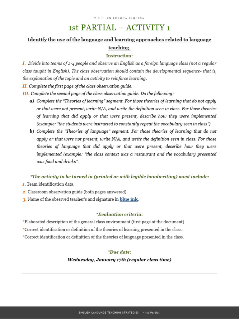 ELTS - LI5A - 1st Partial - Activity 1 | PDF | Learning | Constructivism (Philosophy Of Education)