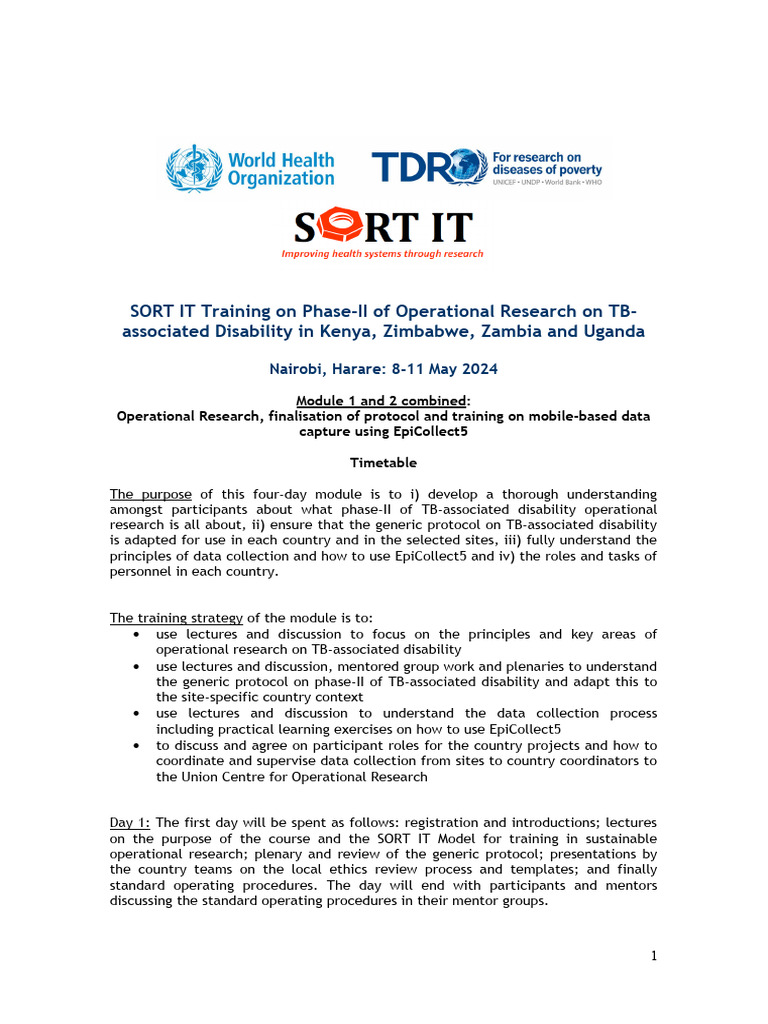 Agenda TB-Disability Phase-II Module 1-2 v2 | PDF | Clinical Trial | Mentorship