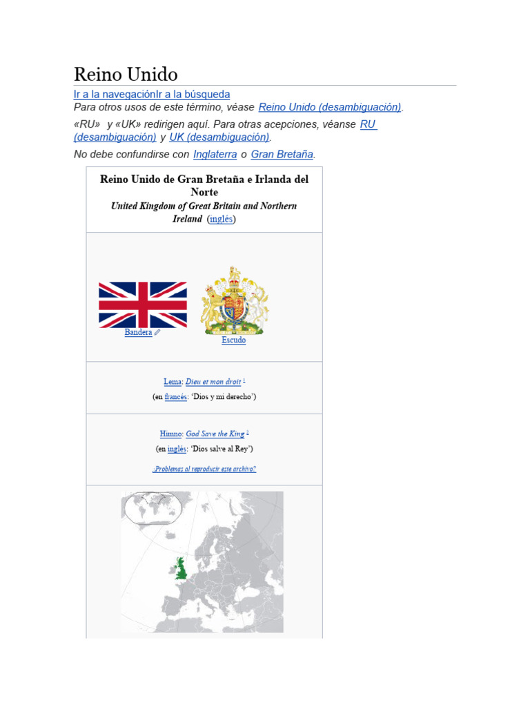 Reino Unido: Historia y Datos Clave | PDF | Reino Unido | Parlamento ...