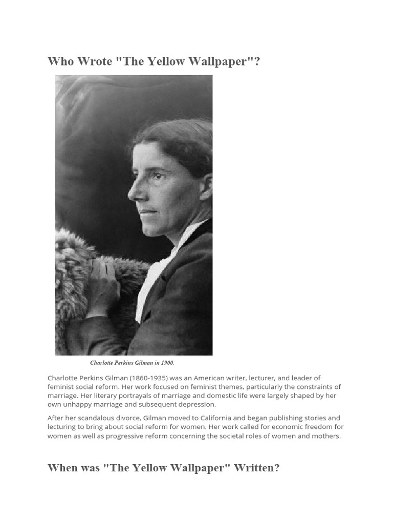 The Yellow Wallpaper | PDF | The Yellow Wallpaper | Charlotte Perkins ...