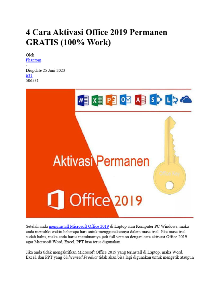 4 Cara Aktivasi Office 2019 Permanen GRATIS | PDF