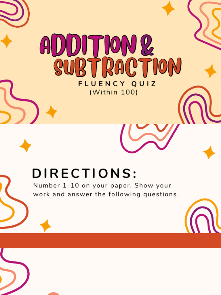 Double Digit Addition and Subtraction Math Fluency Quiz Presentation ...