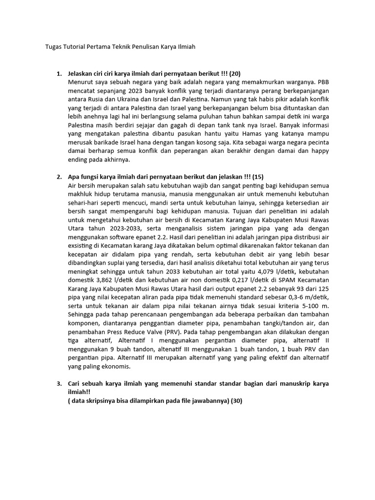 Tugas Tutorial Pertama Teknik Penulisan Karya Ilmiah | PDF | Griya & Taman