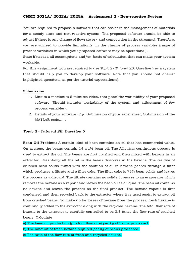 CHMT 2021 2025 2022 Assignment 2 | Download Free PDF | Filtration | Chemical Engineering