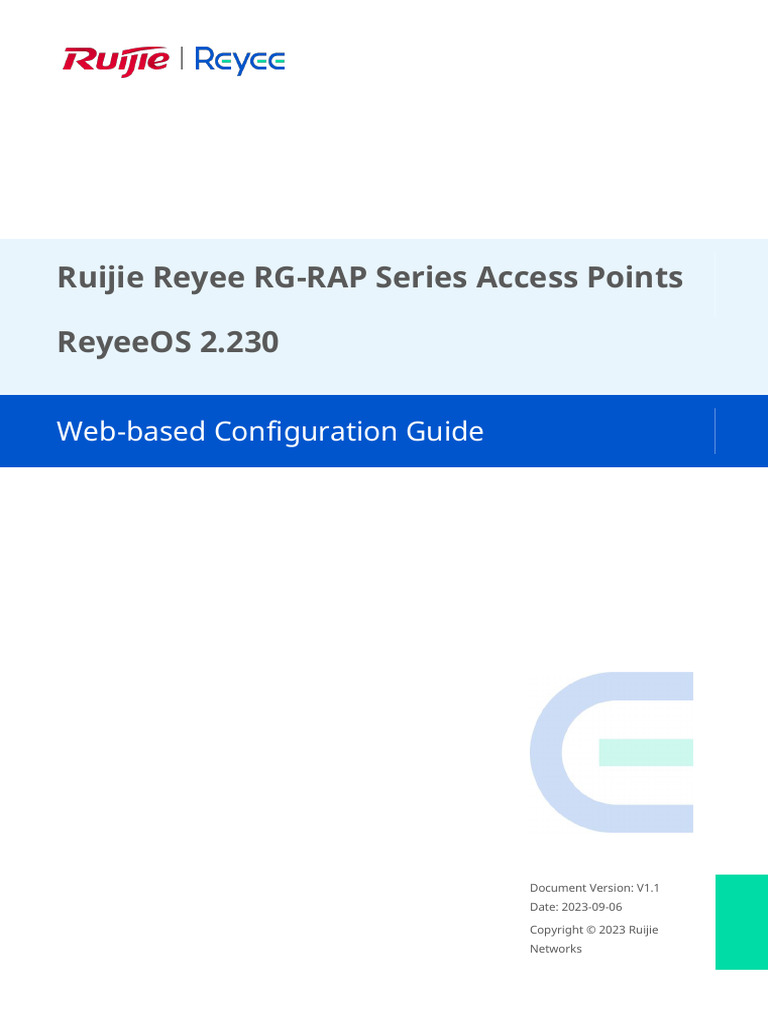 Ruijie Reyee RG-RAP Series Access Points Web-Based Configuration Guide, Release ReyeeOS 2.230 ...