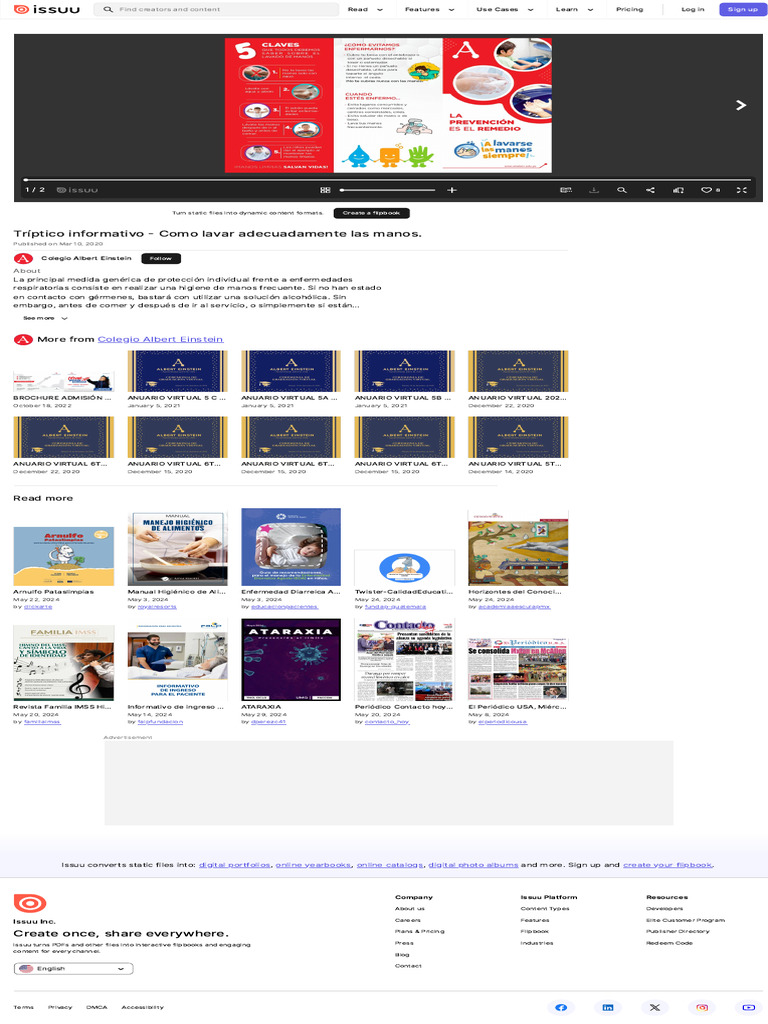 Tríptico Informativo - Como Lavar Adecuadamente Las Manos. by Colegio Albert Einstein - Issuu ...