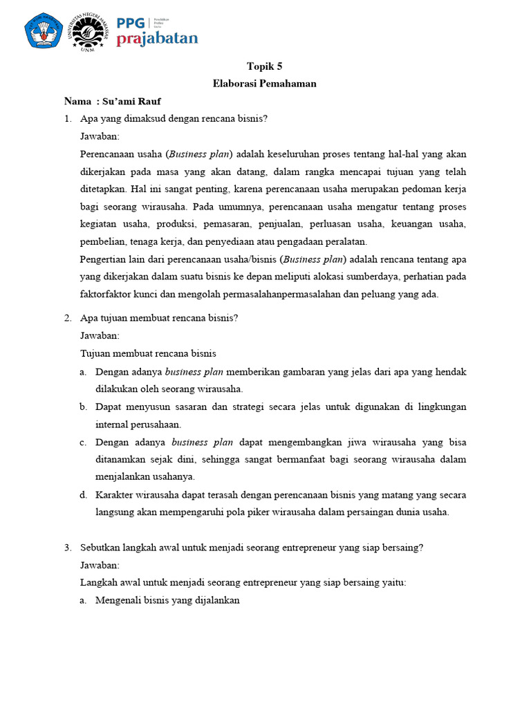 Elaborasi Pemahaman Topik 5 | PDF