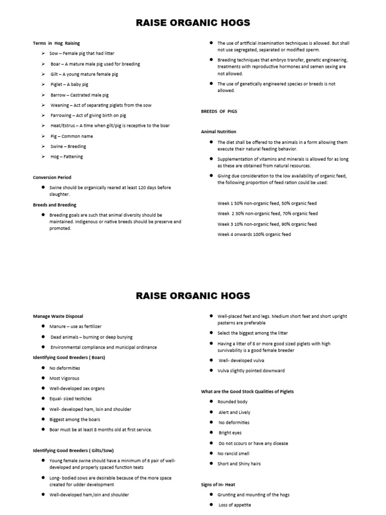 Raise Organic Hogs Reviewer | PDF | Pig | Wild Boar
