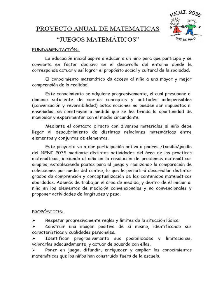 Proyecto Matematica Sala de 5 Años 2024 | PDF | Medición | Geometría