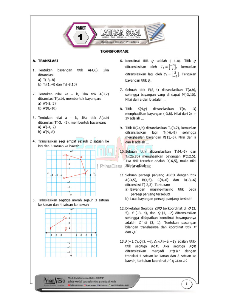 Soal Transformasi Geometri Kelas 9 | PDF