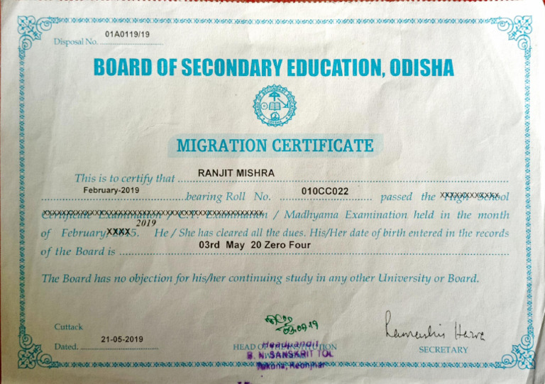 Migration Certificate | PDF