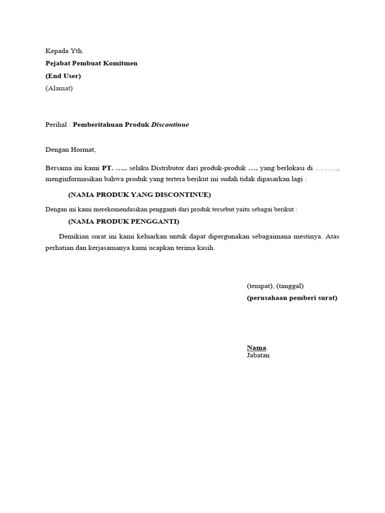 Pemberitahuan Produk Discontinue | PDF