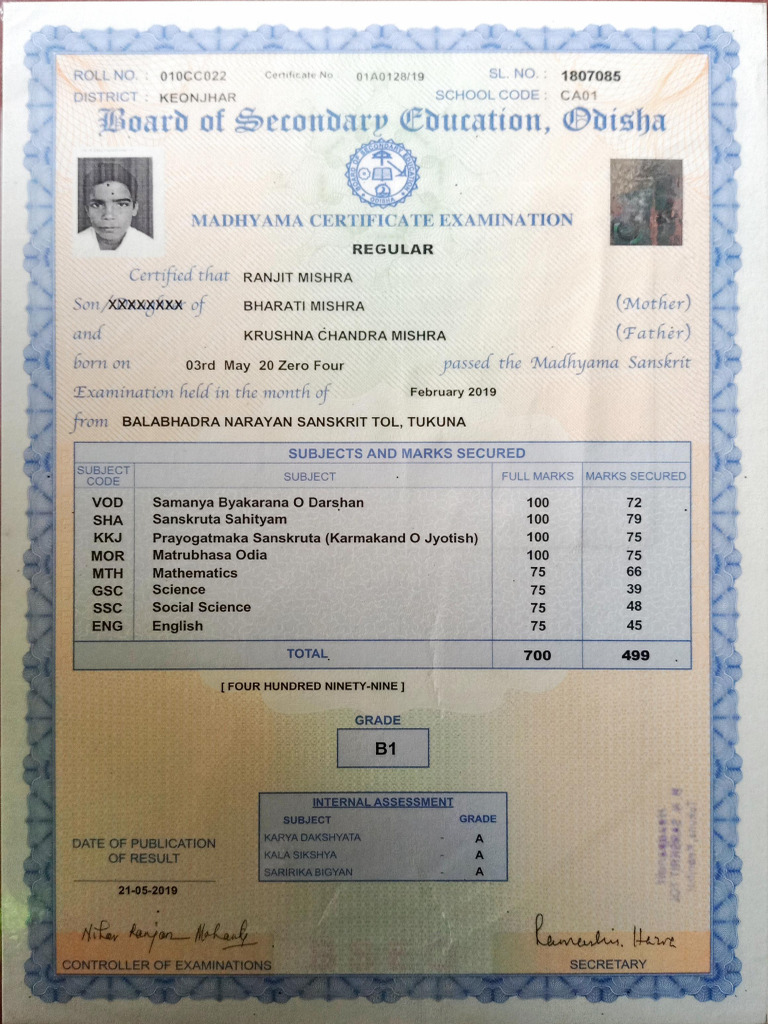 10th Certificate | PDF