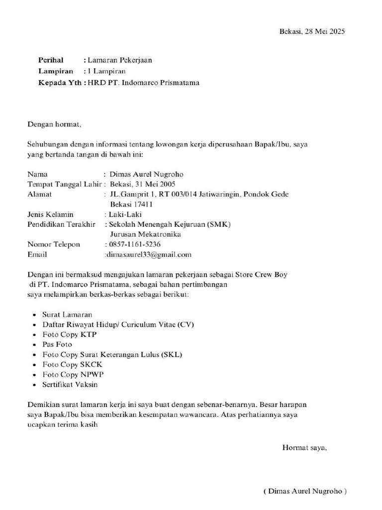 Surat Lamaran.pdf | PDF