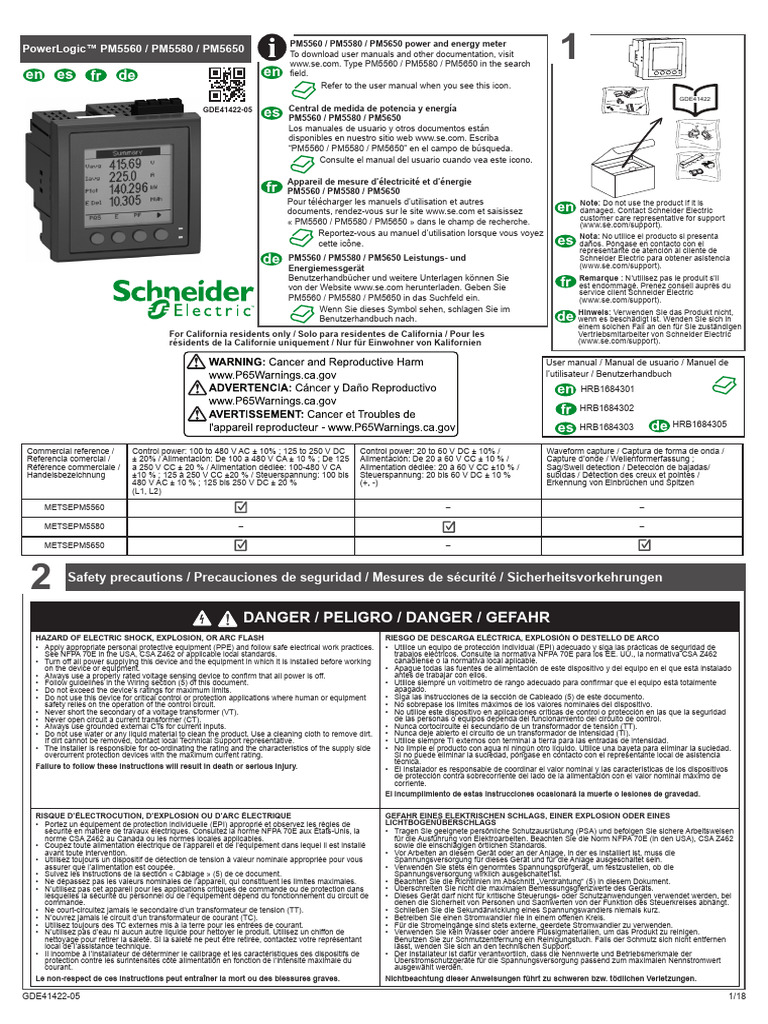 PowerLogic™ PM5560 - PM5580 - PM5650 Installation Sheet | PDF