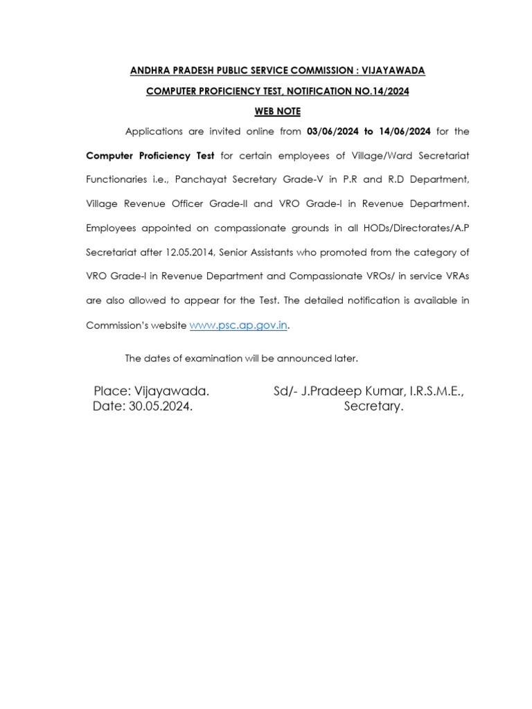 APPSC Computer Proficiency Test 2024 | PDF | Technology & Engineering