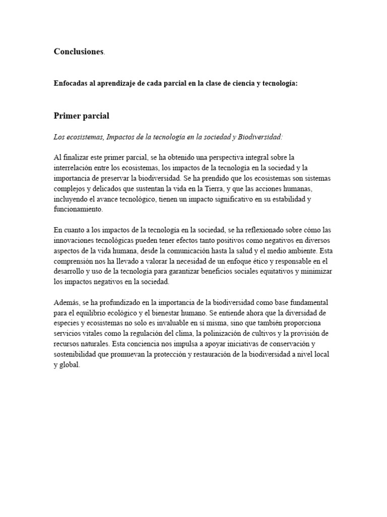 Conclusiones 1,2,3 Parcial VMMB | PDF | Sustentabilidad | Desarrollo ...