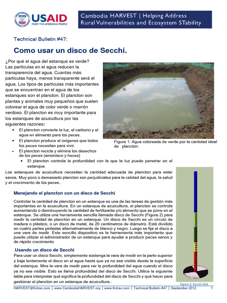Disco de Secchi Version Espanol | Descargar gratis PDF | Agua | Plancton