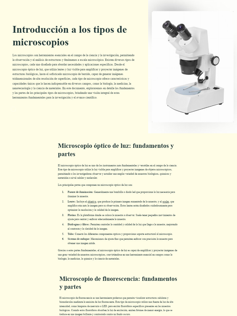 Introduccion A Los Tipos de Microscopios | Descargar gratis PDF | Microscopio | Microscópio ...