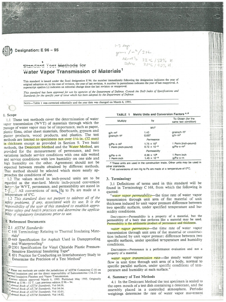 Astm E96-95 | PDF