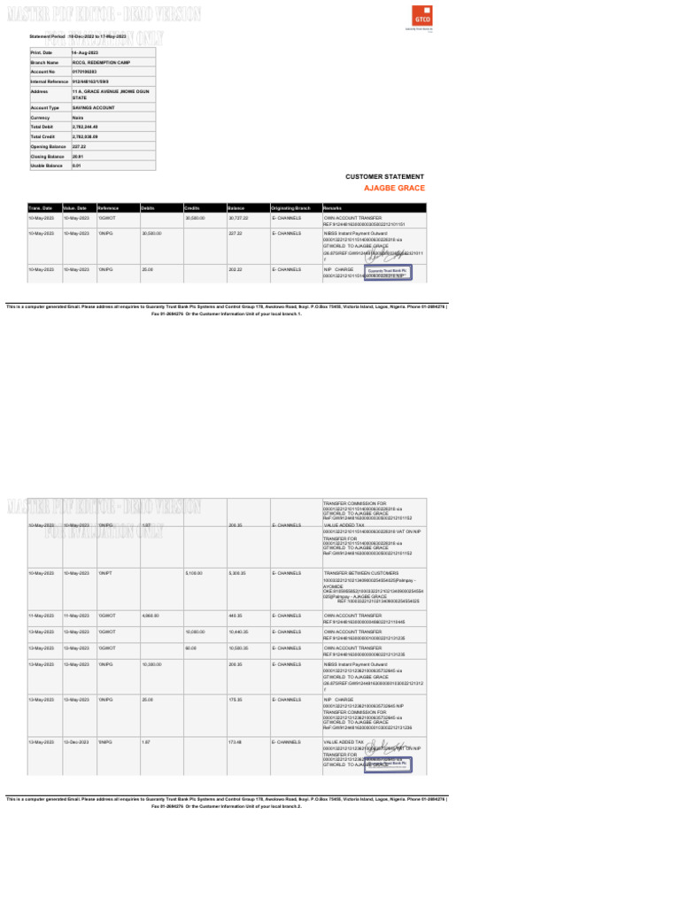 Gtb statement nigeria | Download Free PDF | Payments | Taxes