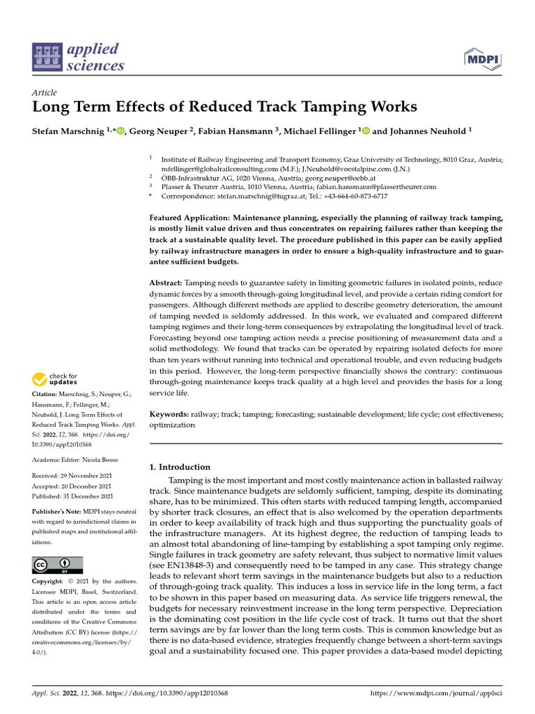 Marschnig Et Al. - 2022 - Long Term Effects of Reduced Track Tamping ...